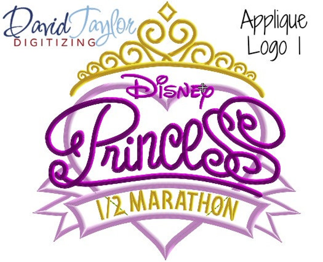 Rundisney Princess Logo 3 Versions 4x4 5x7 6x10 7x10 8x10 Applique ...