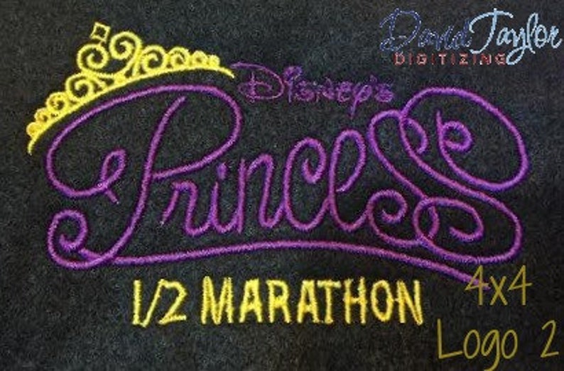 Rundisney Princess Logo 3 Versions 4x4 5x7 6x10 7x10 8x10 Applique ...