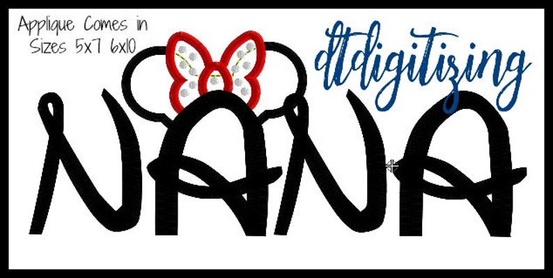 Nana Applique Embroidery Design Instant Download 4x4 5x7 6x10 9 Formats ...