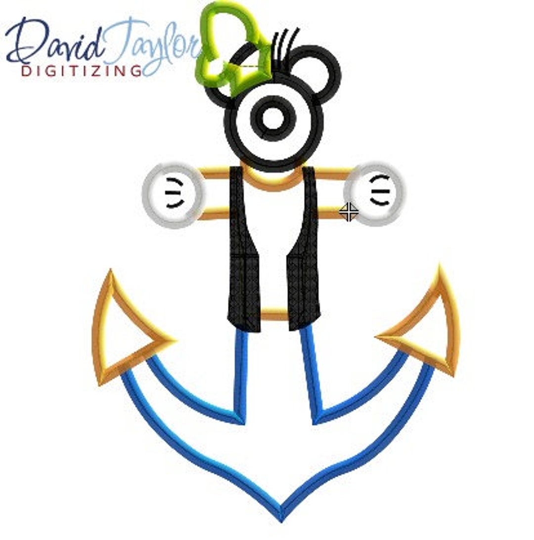 DCL Goofy Anchor Applique Embroidery Design 4x4 5x7 6x10 7x10 7 Formats ...