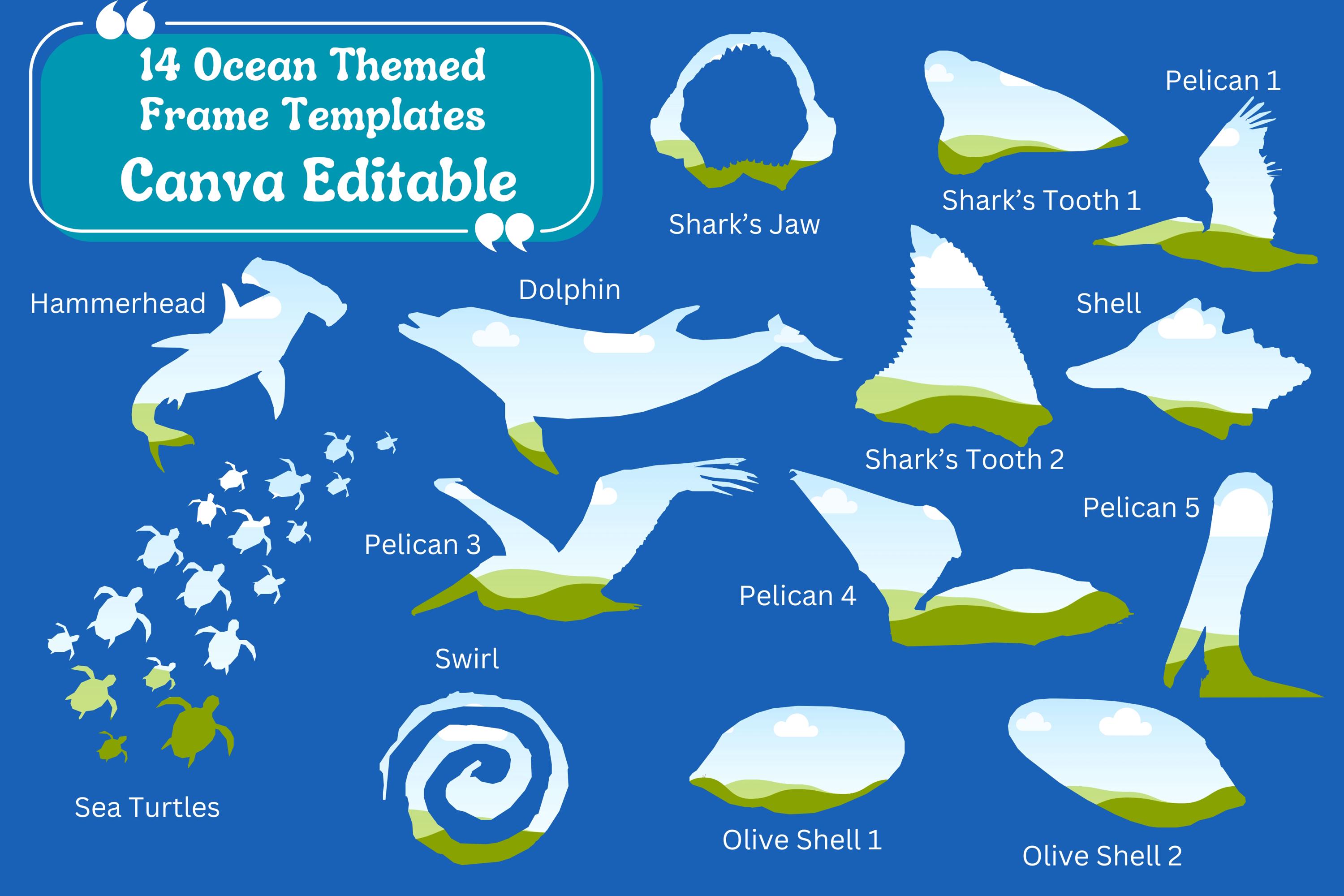 Beach Themed Canva Frame Mockup | Sea Life Drag & Drop Mockup | Bundle ...