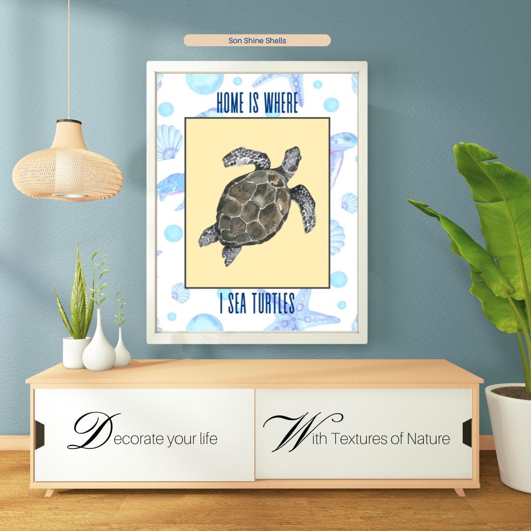Sea Turtle Minimalist Print, Ocean Wall Art, Coastal Decor, Sea Turtle ...