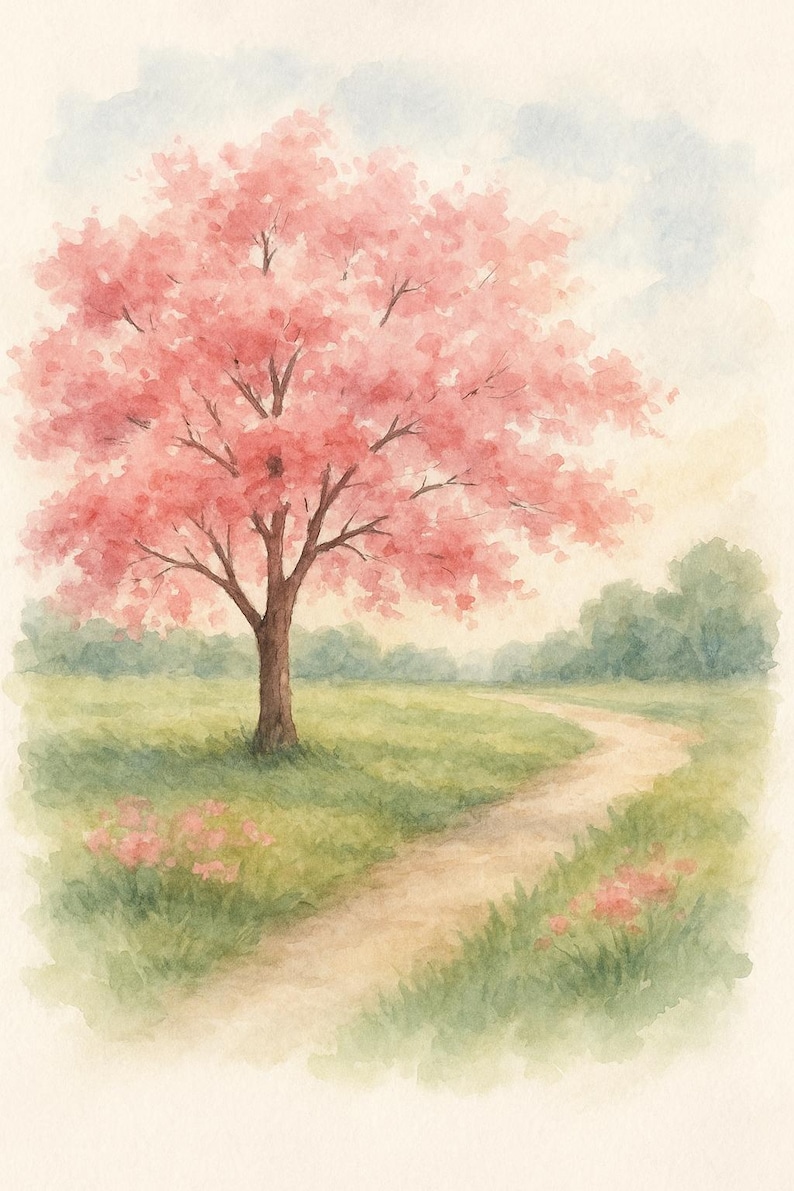 Watercolor Nature Scenery Prints: 8 Landscape Art Collection (A4/US ...