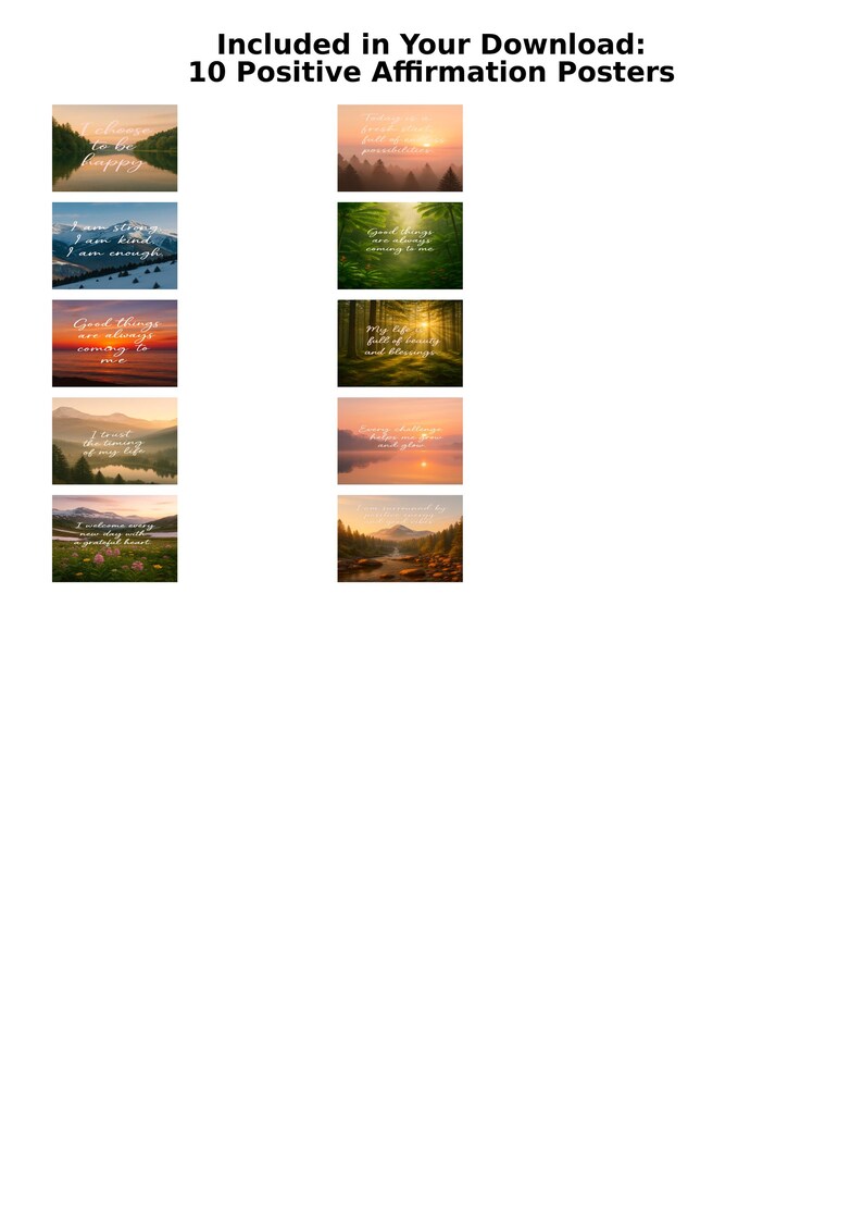 Printable Positive Affirmation Posters – 10 A4 Prints | Self-love ...