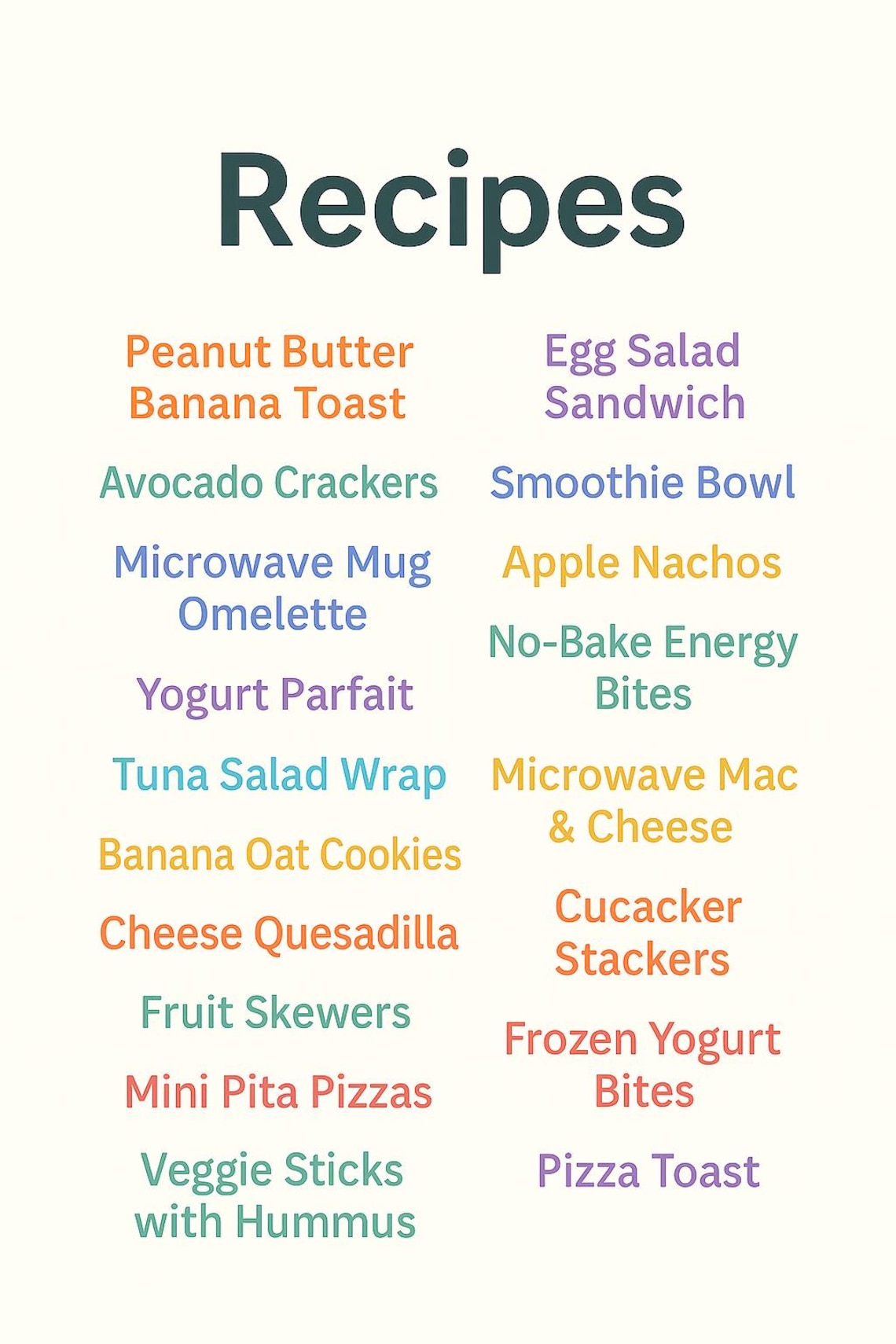 Quick & Easy Recipes PDF • 20 Fast Snack and Meal Ideas • Printable ...