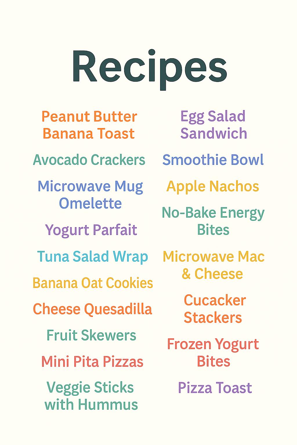 Quick & Easy Recipes PDF • 20 Fast Snack and Meal Ideas • Printable ...