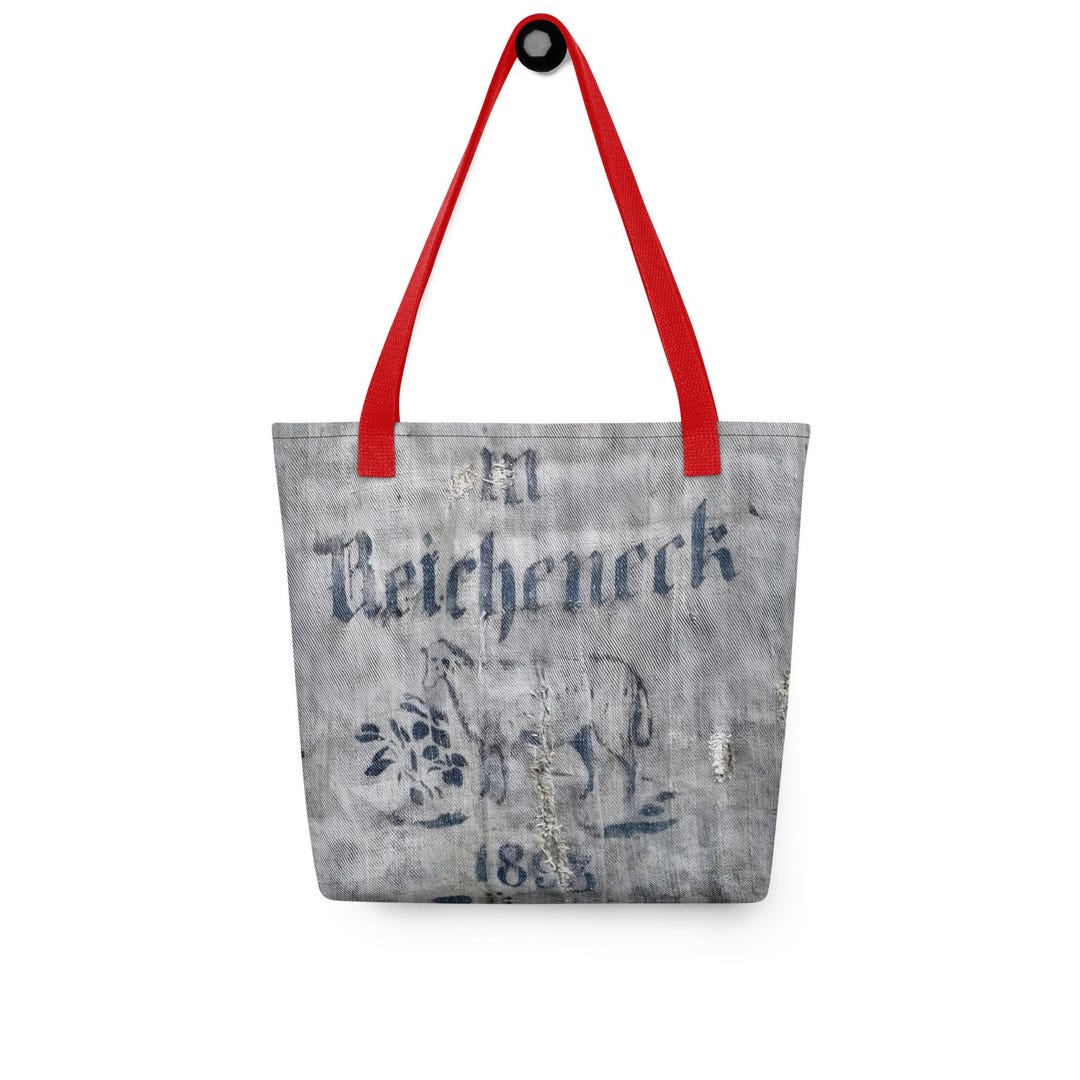 Rustic Farmhouse Tote Bag – Antique French Grain Sack Print - Etsy