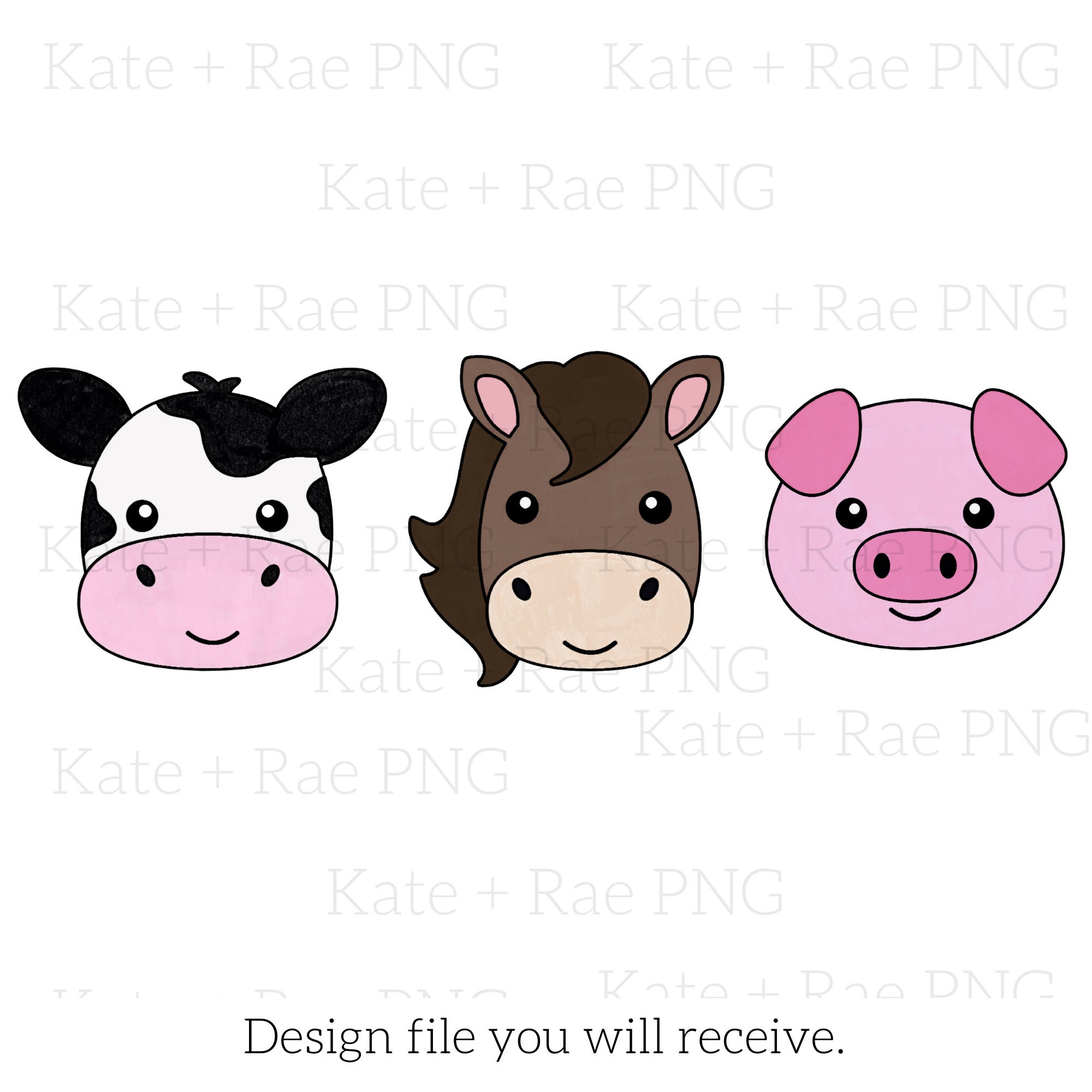Farm Animal Trio Farm Animal Png Hand Painted Farm Animal - Etsy
