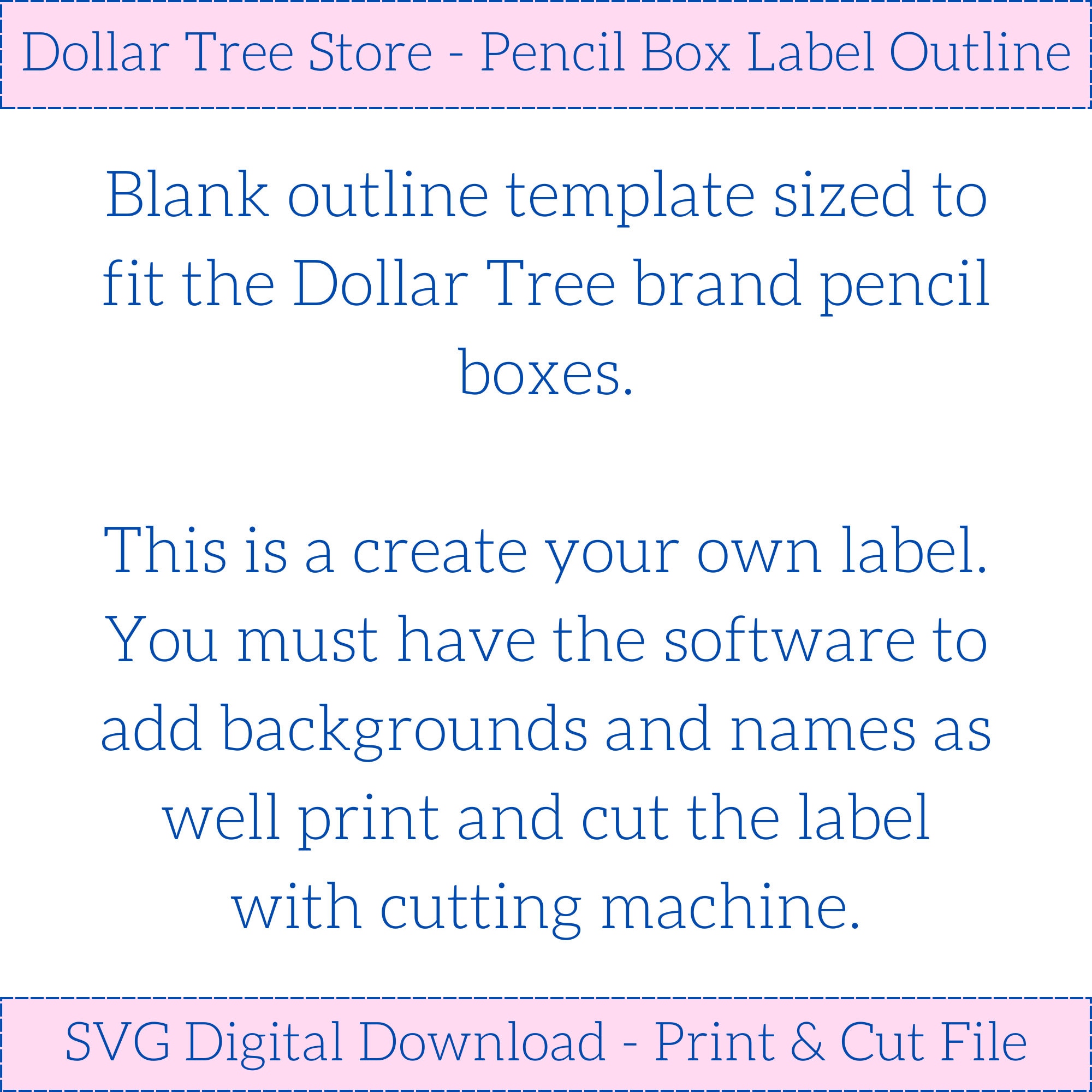 Dollar Tree Pencil Box Outline Template Svg Pencil Box - Etsy