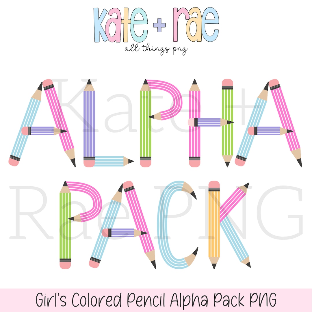 Girls Colored Pencil Alpha Pack Png - Girls School Alpha Pack Png ...