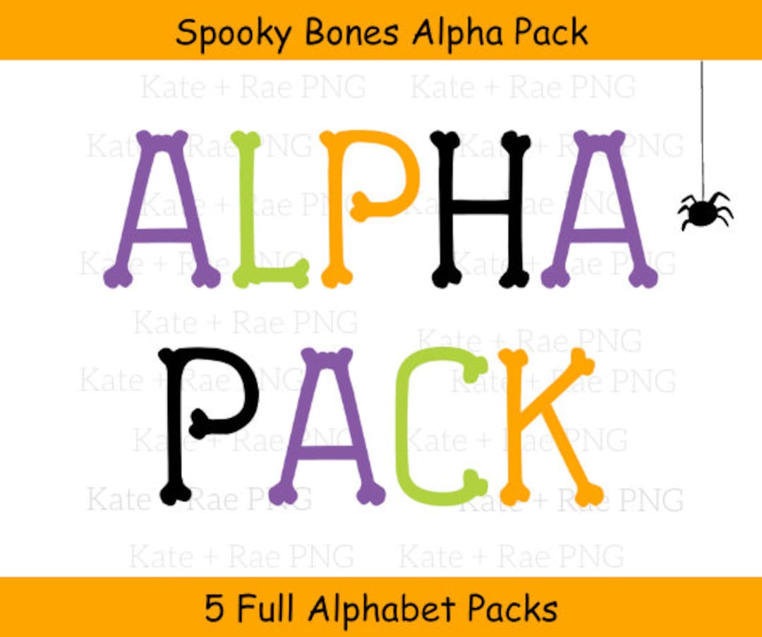 Spooky Bones Alpha Pack Png Halloween Alpha Pack Png Halloween Doodle ...