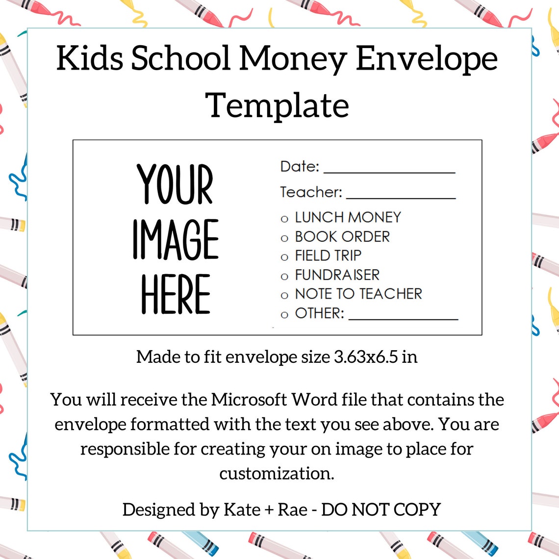 Kids School Money Envelop Template Kids School Money Envelop Print File ...