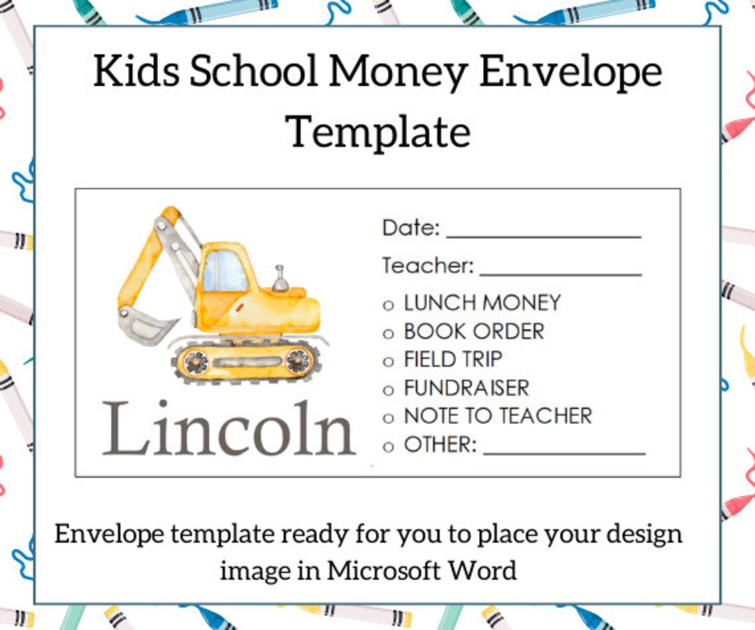 Kids School Money Envelop Template - Kids School Money Envelop Print ...