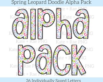 Summer Leopard Alpha Handlettered Doodle Letters PNG Leopard Alpha Pack ...
