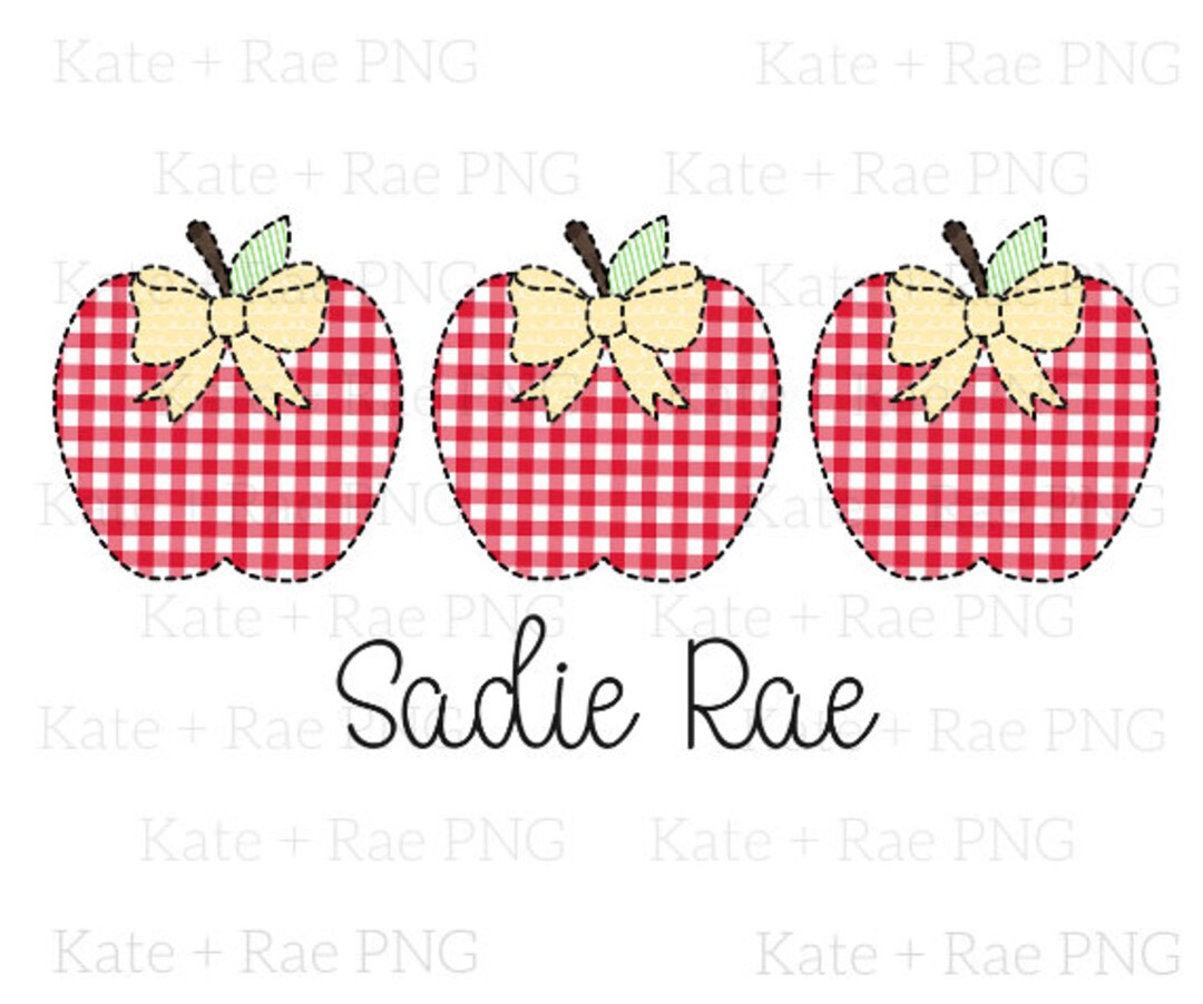 Apple Trio Faux Applique Png Back to School Faux Applique Png Girls ...