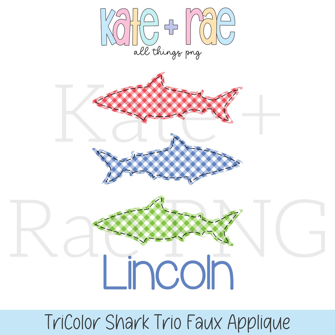 Multicolor Shark Trio Png - Boys Shark Faux Applique Png - Boys Beach ...