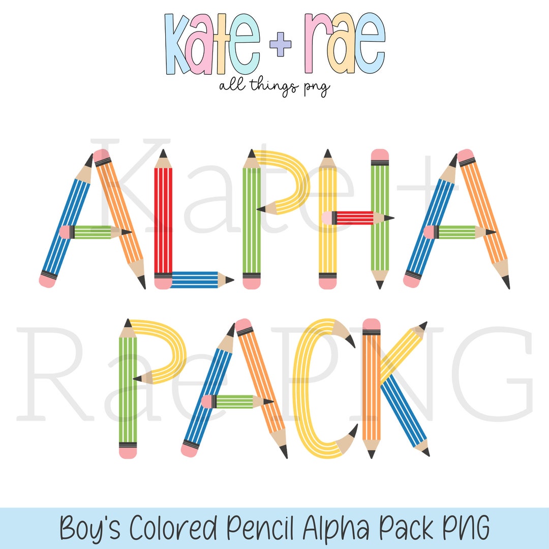 Boys Colored Pencil Alpha Pack Png - Boys School Alpha Pack Png - Back ...