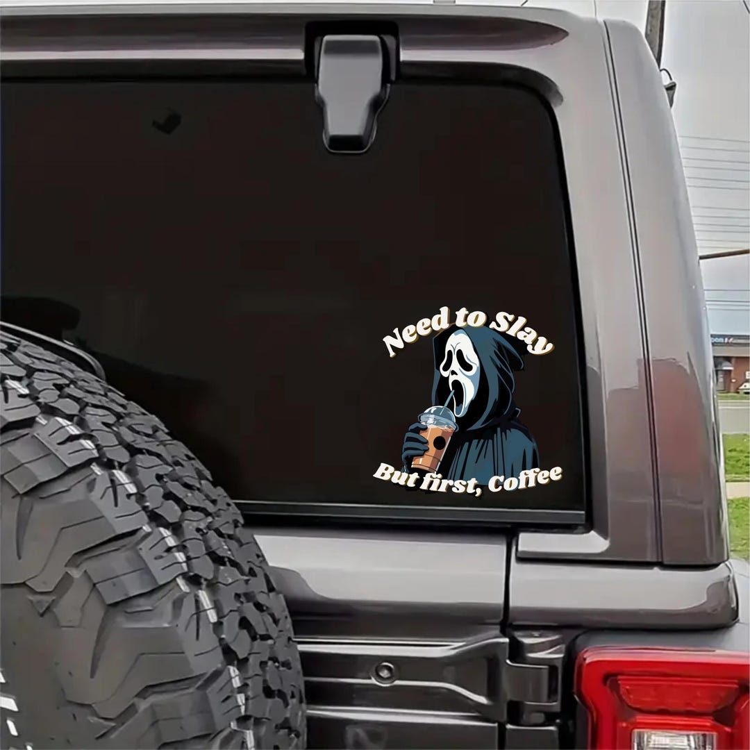 Scream Iced Coffe to Slay Sticker, Waterproof,girly Decal Trendy Spooky ...