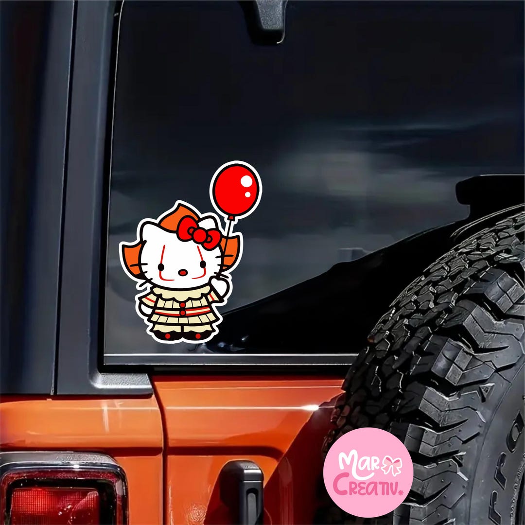 IT Hello Kitty Waterproof Sticker,girly Decal Trendy Spooky,car Window ...