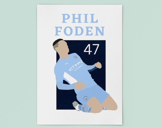 Phil Foden Poster, Football Print, Manchester City Poster, Football ...