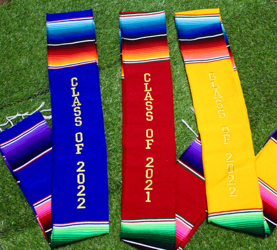 Handmade Sarape Graduation Stole. Handmade Sarape Graduation Scarf. Traditional Mexican Stole ...