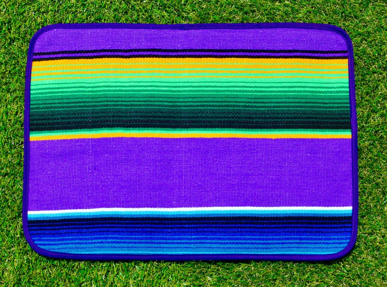 Handmade Mexican Sarape Placemat - 17" X 12" Vibrant Striped Table ...