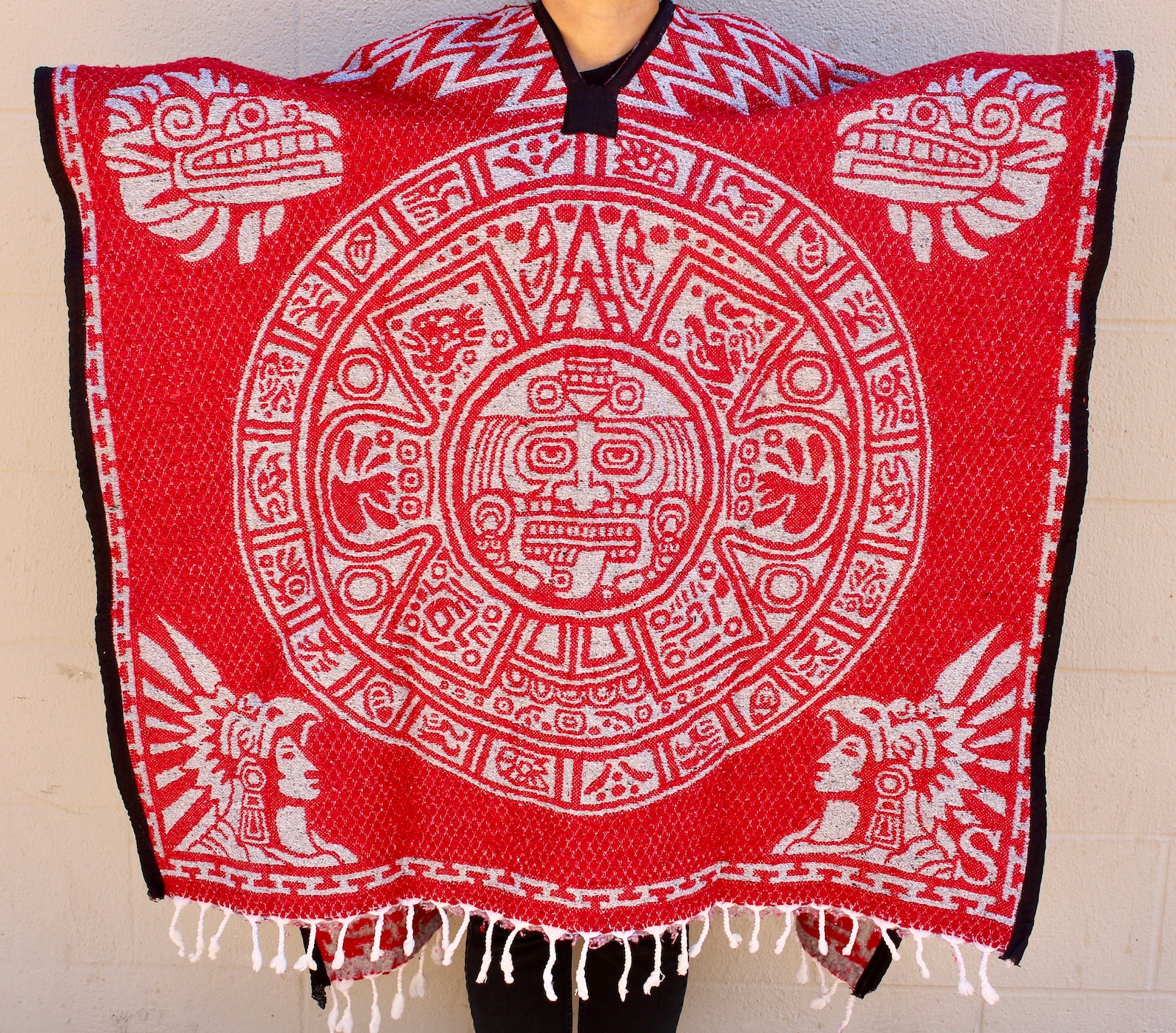 Aztec Calendar Mexican Poncho Gaban De Calendario Azteca - Etsy