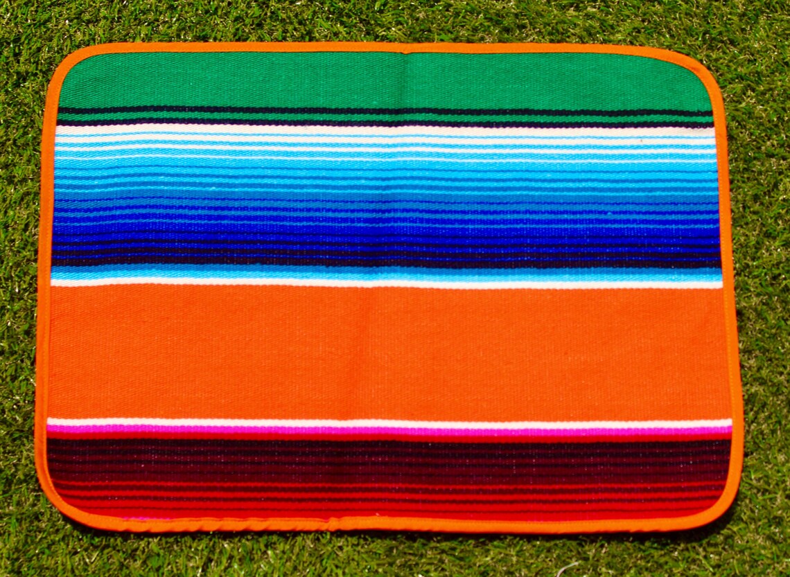 Handmade Mexican Sarape Placemat - 17" X 12" Vibrant Striped Table ...
