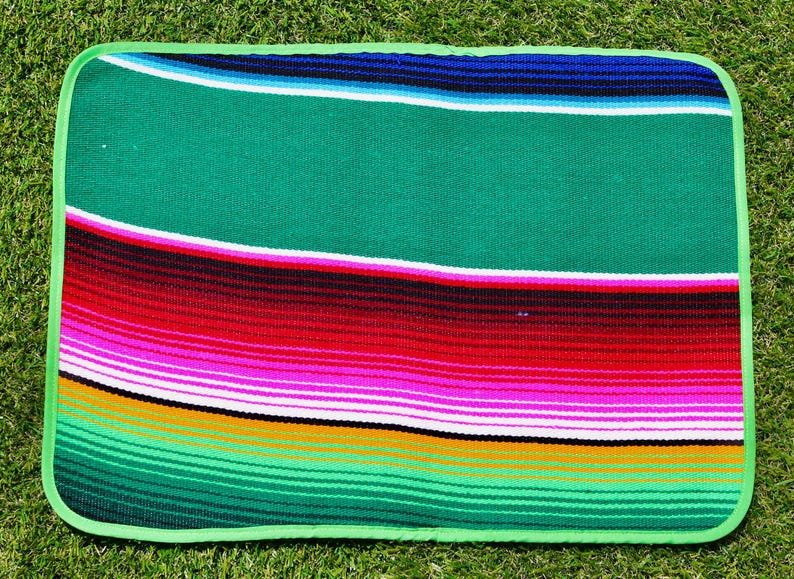 Handmade Mexican Sarape Placemat - 17" X 12" Vibrant Striped Table ...