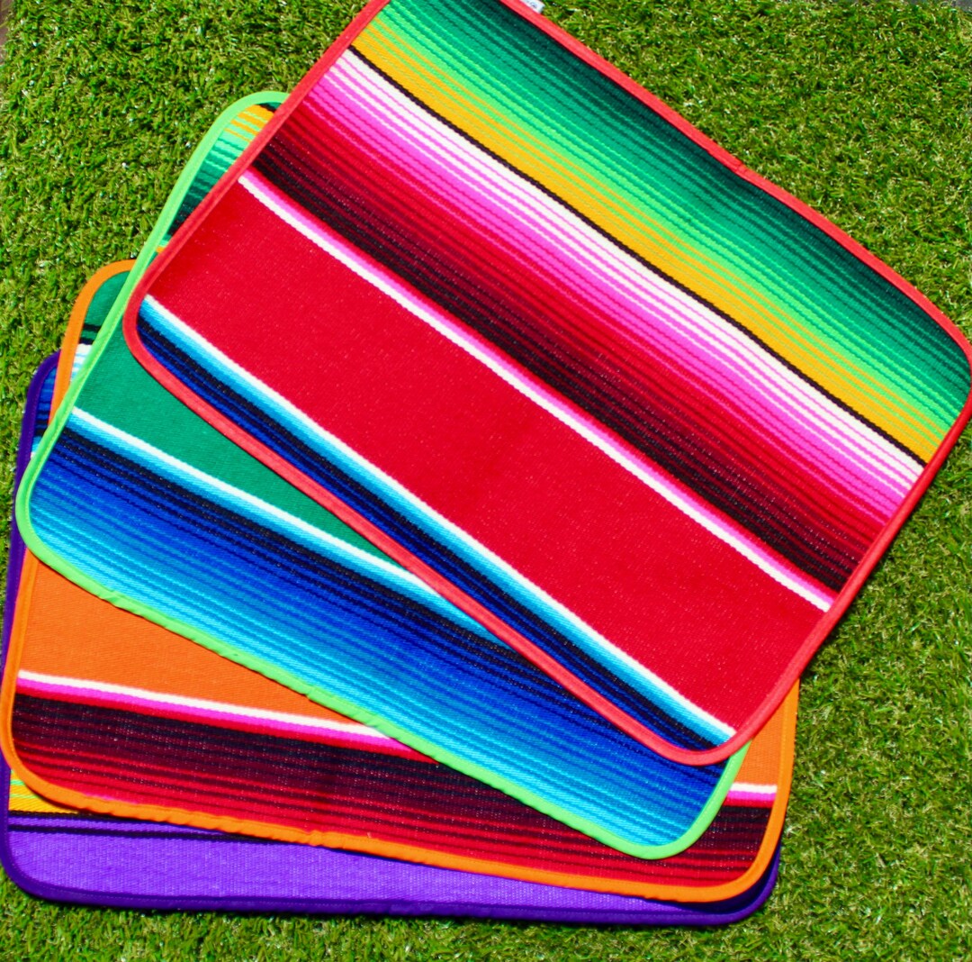 Handmade Mexican Sarape Placemat - 17" X 12" Vibrant Striped Table ...