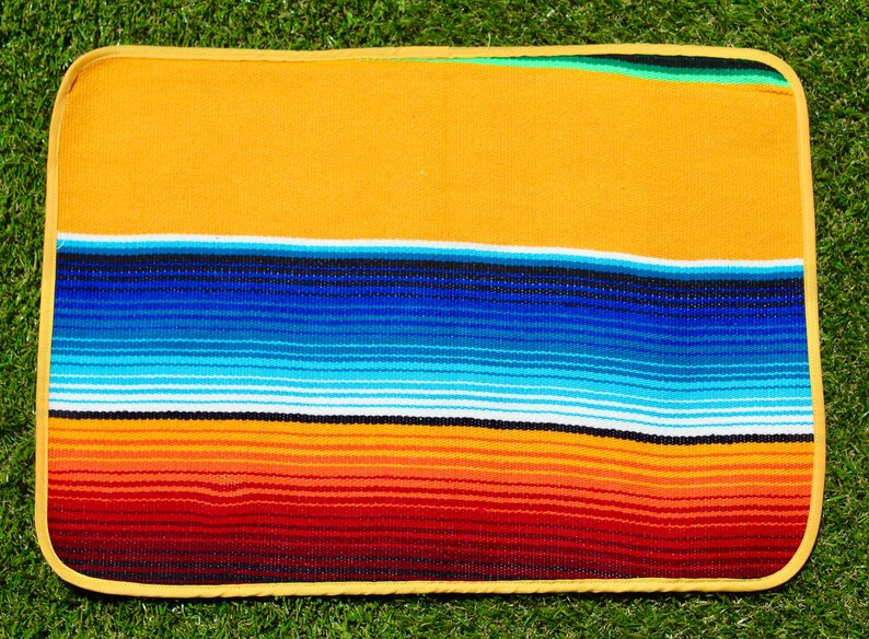 Handmade Mexican Sarape Placemat - 17" X 12" Vibrant Striped Table ...