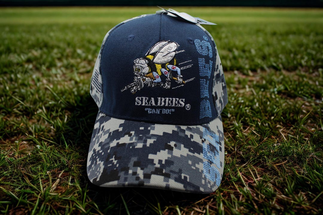 U.S Navy Seabees Hat. Embroidered US Navy Camo Cap. Military Seabees ...