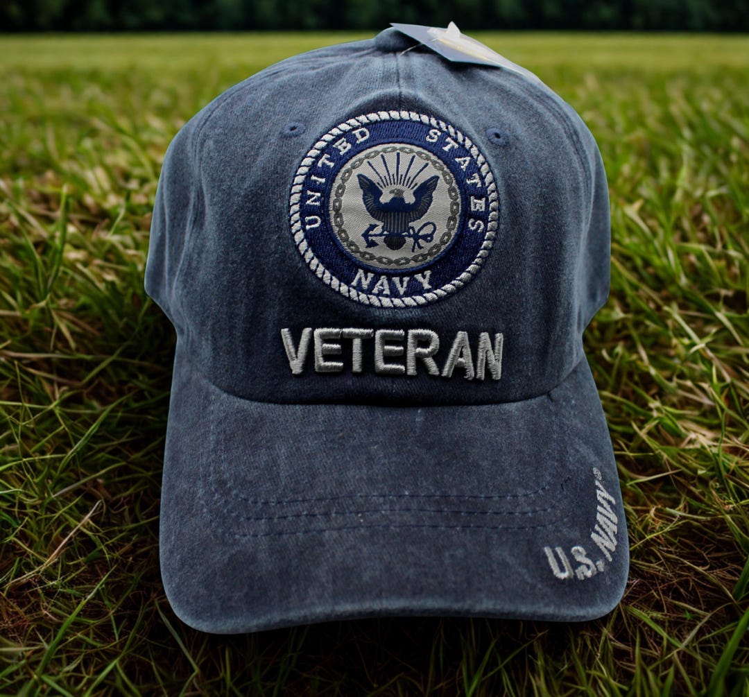 U.S. Navy Veteran Hat – Embroidered Blue Denim Cap – Military Baseball ...