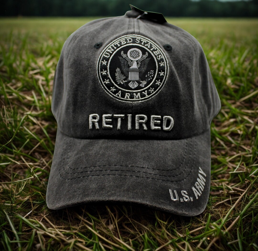 U.S Army Retired Hat. US Army Black Cap. Army Retired Adjustable ...