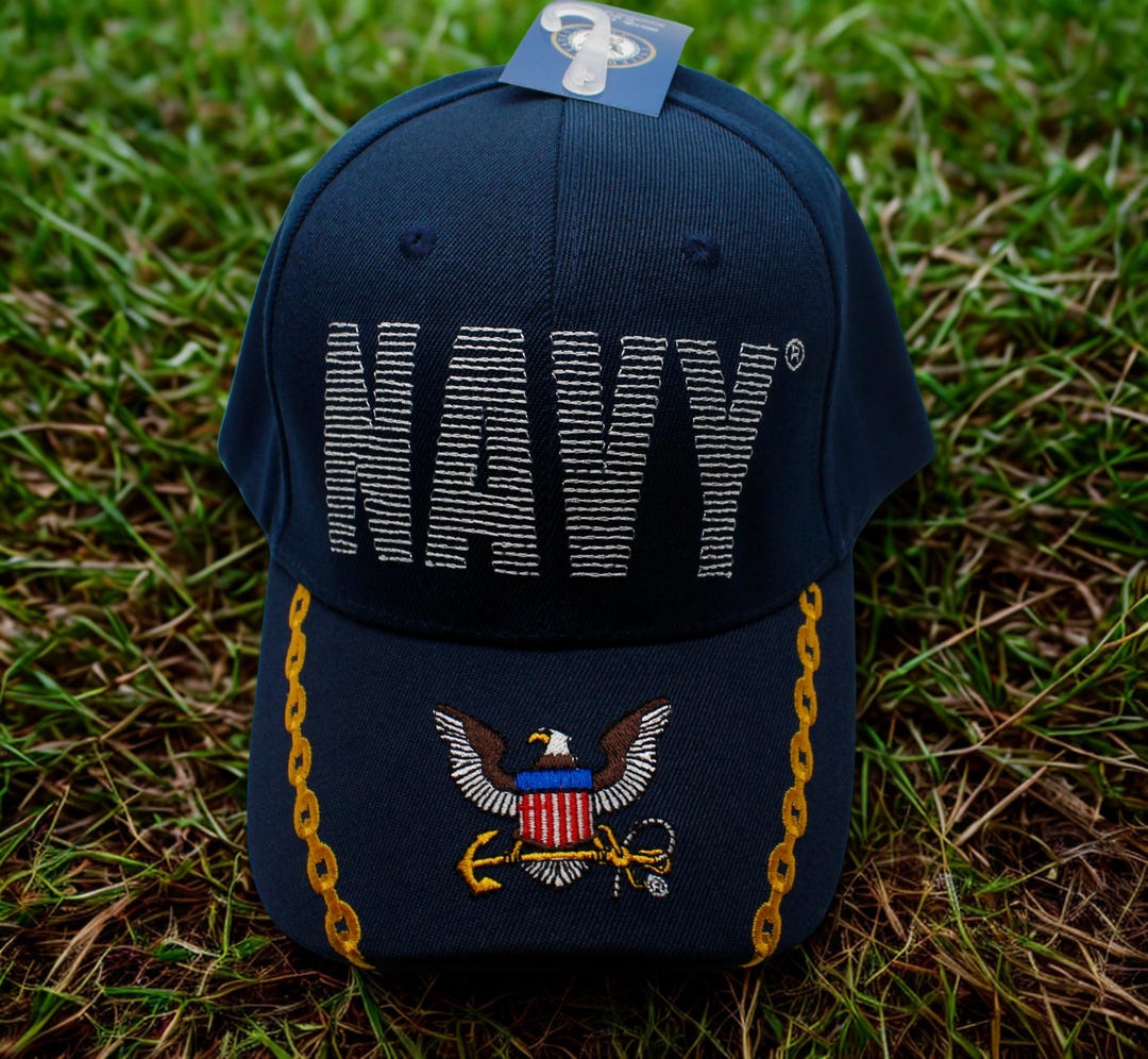 U.S Navy Blue Hat. Embroidered US Navy Veteran Cap. Military Baseball ...