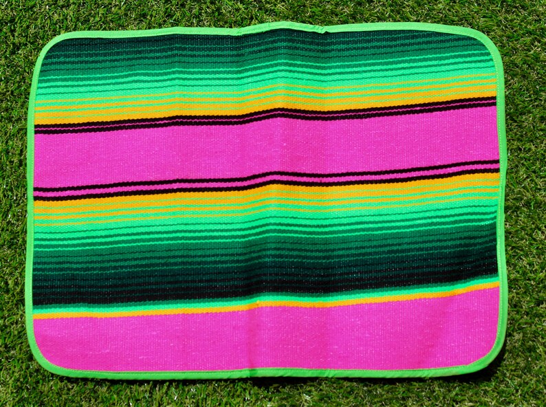 Handmade Mexican Sarape Placemat - 17" X 12" Vibrant Striped Table ...