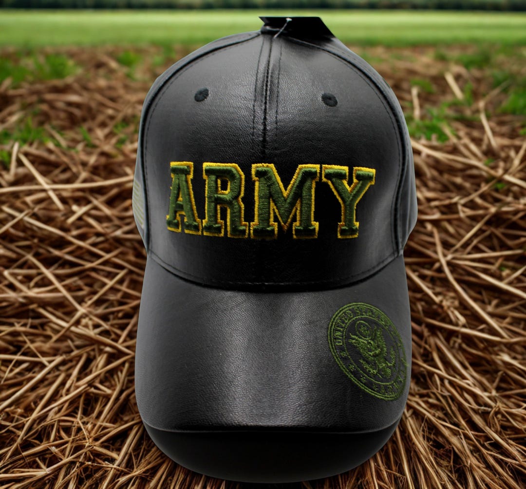 U.S. Army Faux Leather Hat – US Army Star Adjustable Baseball Cap ...