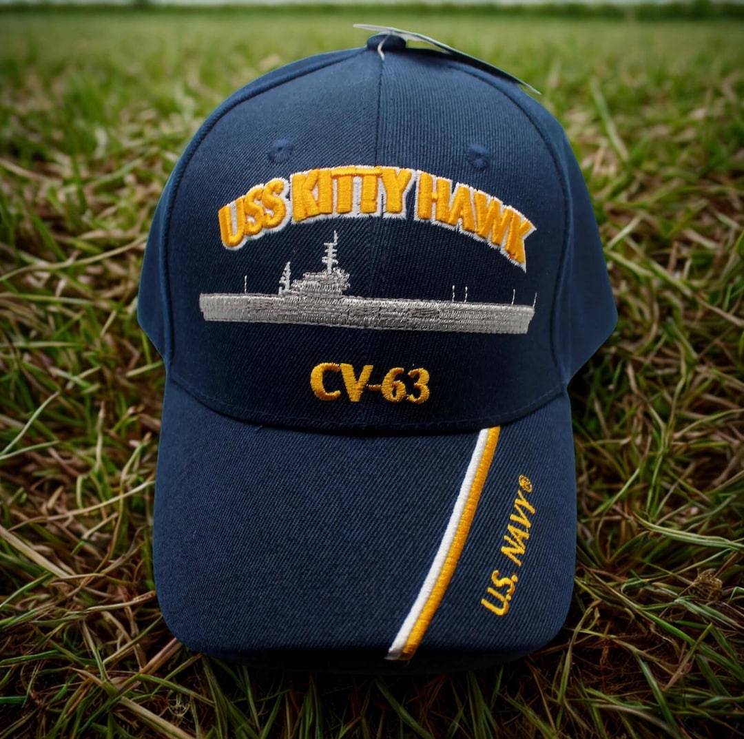 U.S Navy USS Kitty Hawk Hat. CV 63 Aircraft Carrier Hat. Embroidered ...