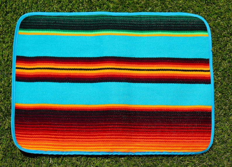 Handmade Mexican Sarape Placemat - 17" X 12" Vibrant Striped Table ...
