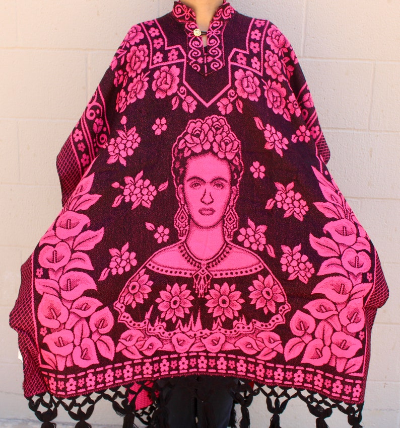 Frida Kahlo Poncho. Mexican Frida Kahlo Poncho, Frida Cape, Coat, Shawl ...