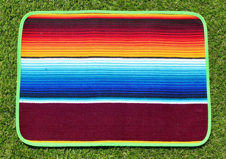 Handmade Mexican Sarape Placemat - 17" X 12" Vibrant Striped Table ...