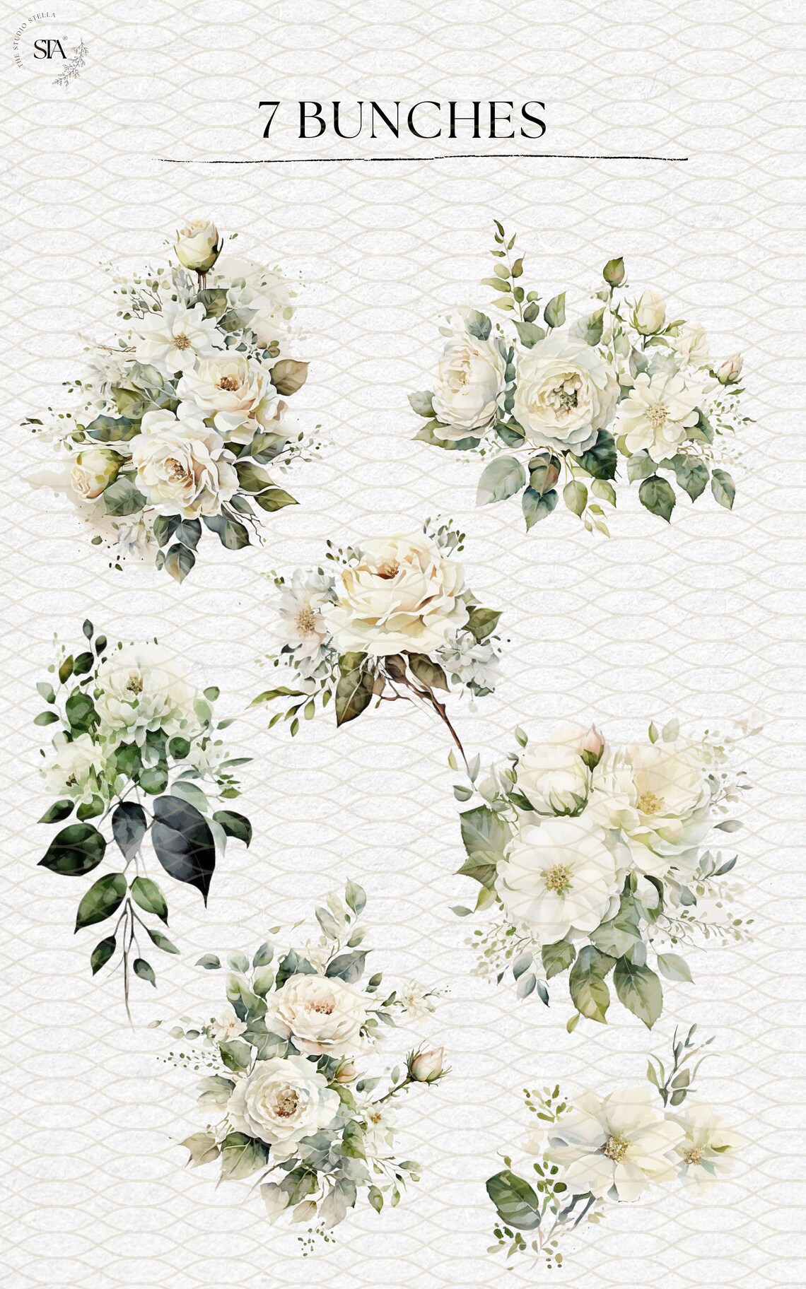 White Roses Corner Watercolor Flowers Botanic - Wedding Clip Art ...