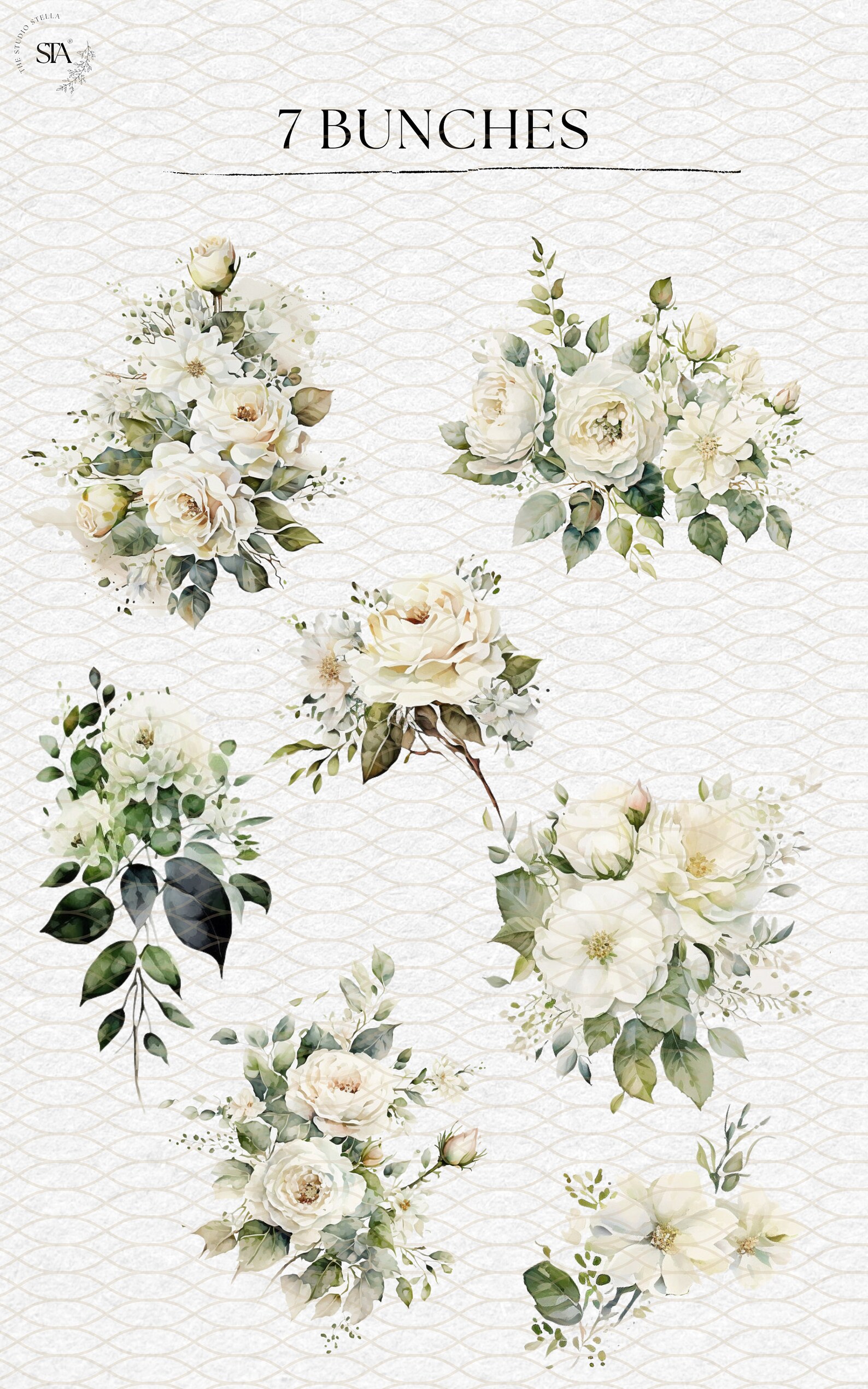 White Roses Corner Watercolor Flowers Botanic - Wedding Clip Art ...