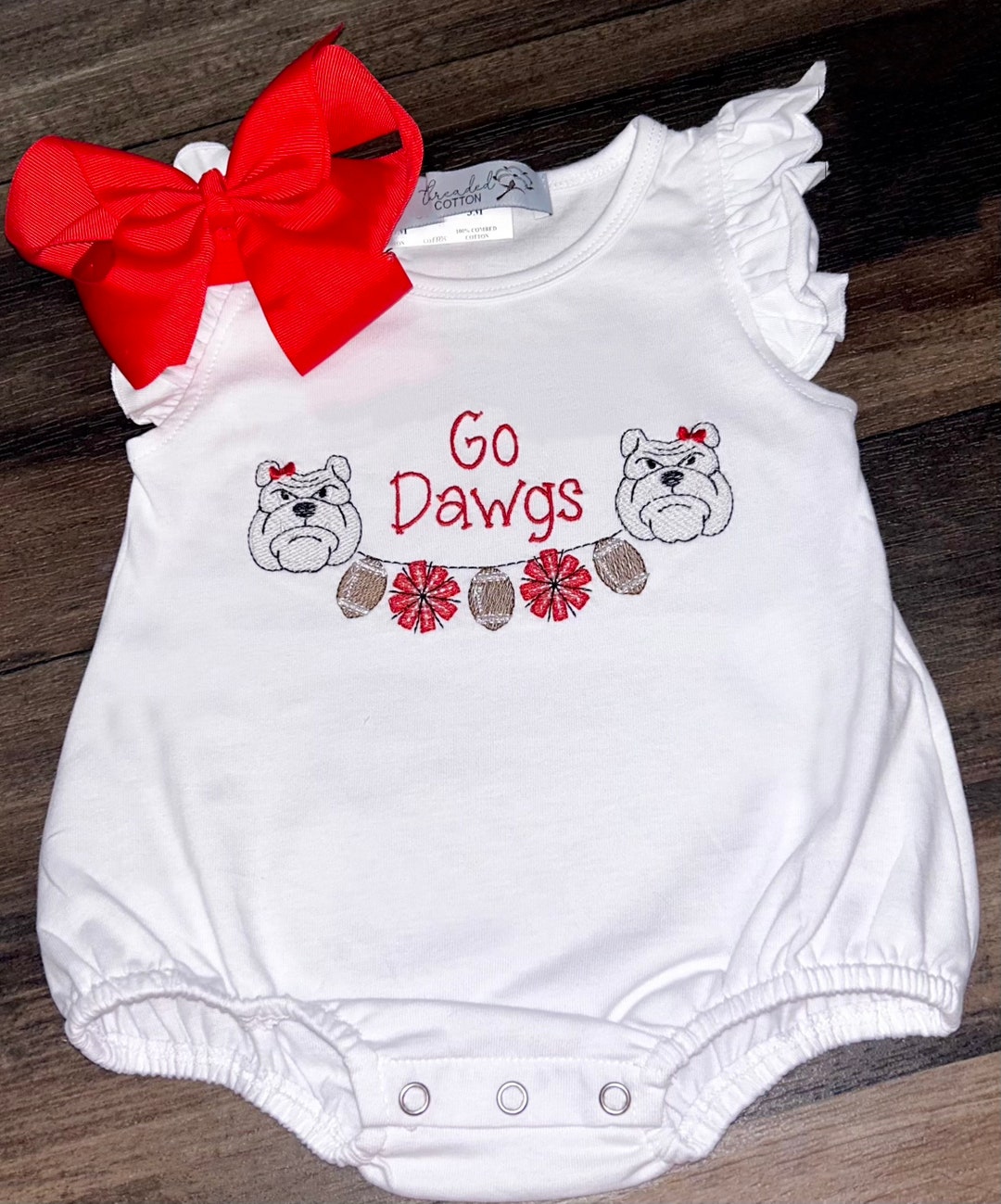 Bulldogs Go Dawgs Bubble Baby Girl Toddler Gift Outfit Cute Romper ...