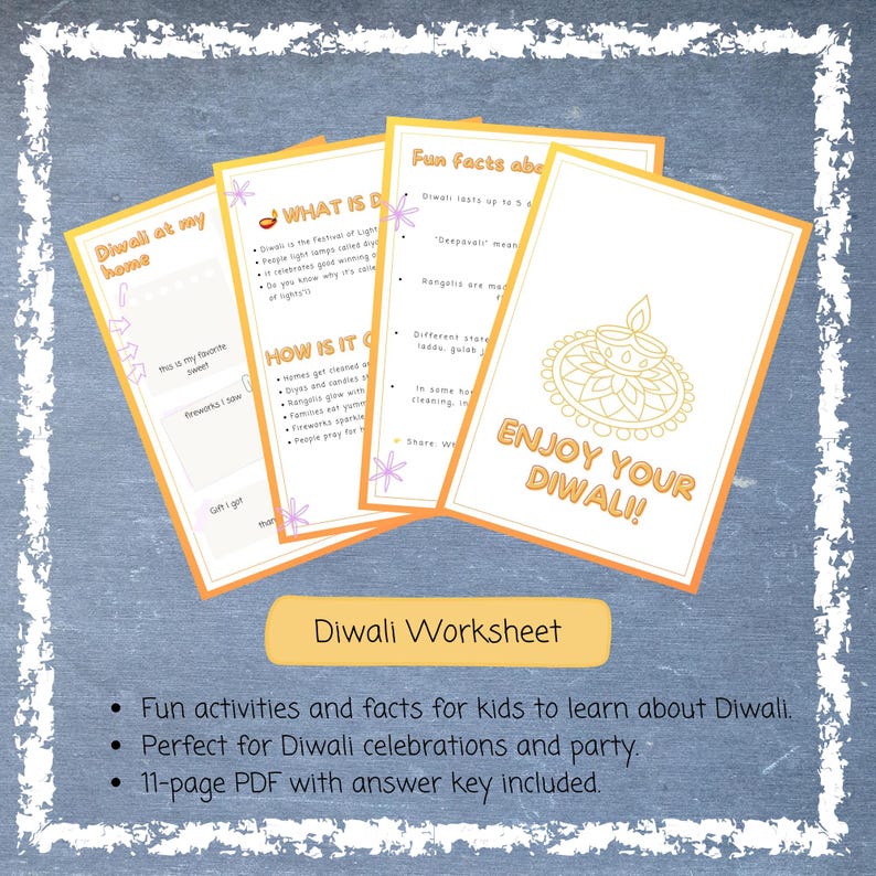 Diwali Activity Worksheets for Kids: Indian Holiday Fun (printable) - Etsy