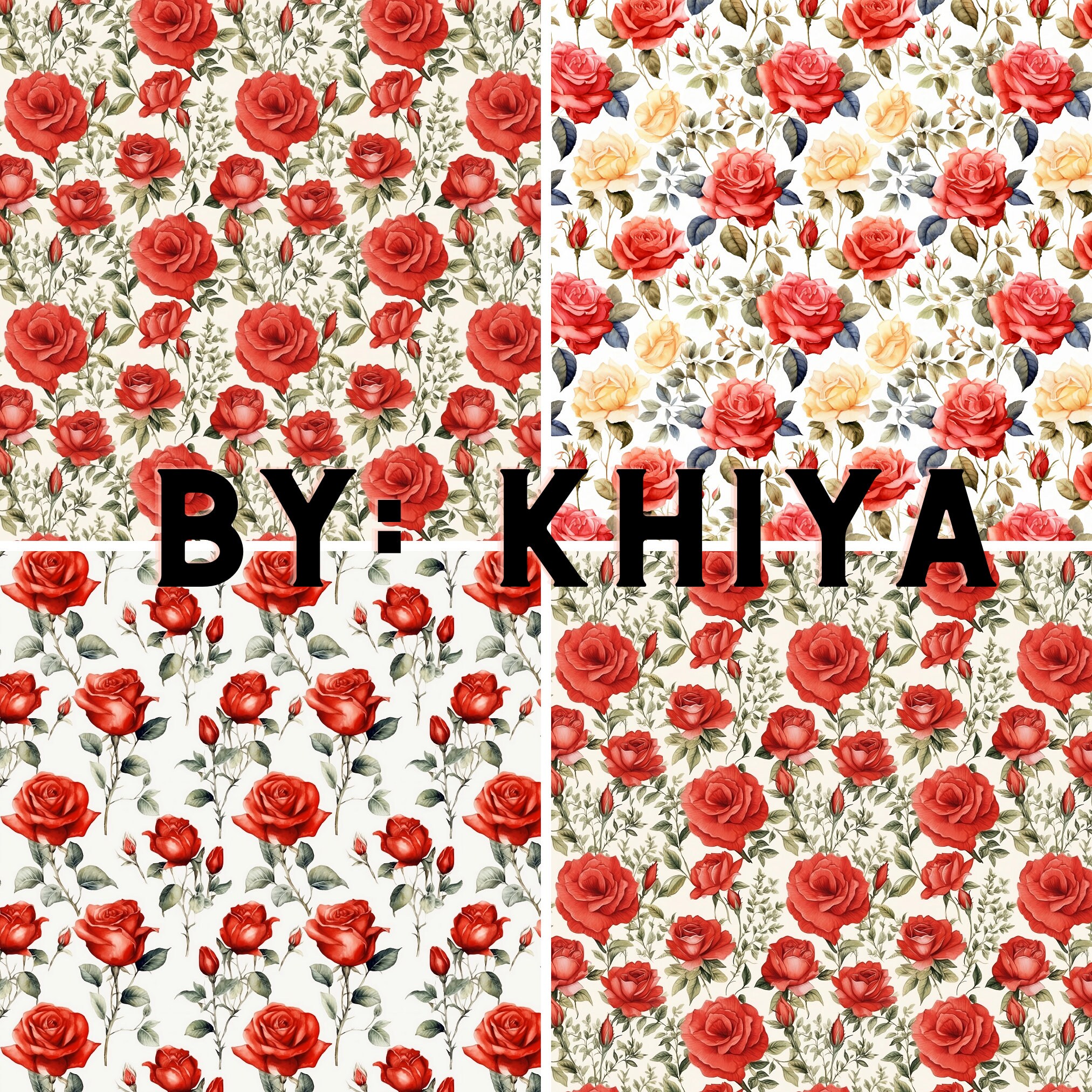 Rose Digital Paper | Flower Backgrounds | Scrapbook Papers | Seamless ...