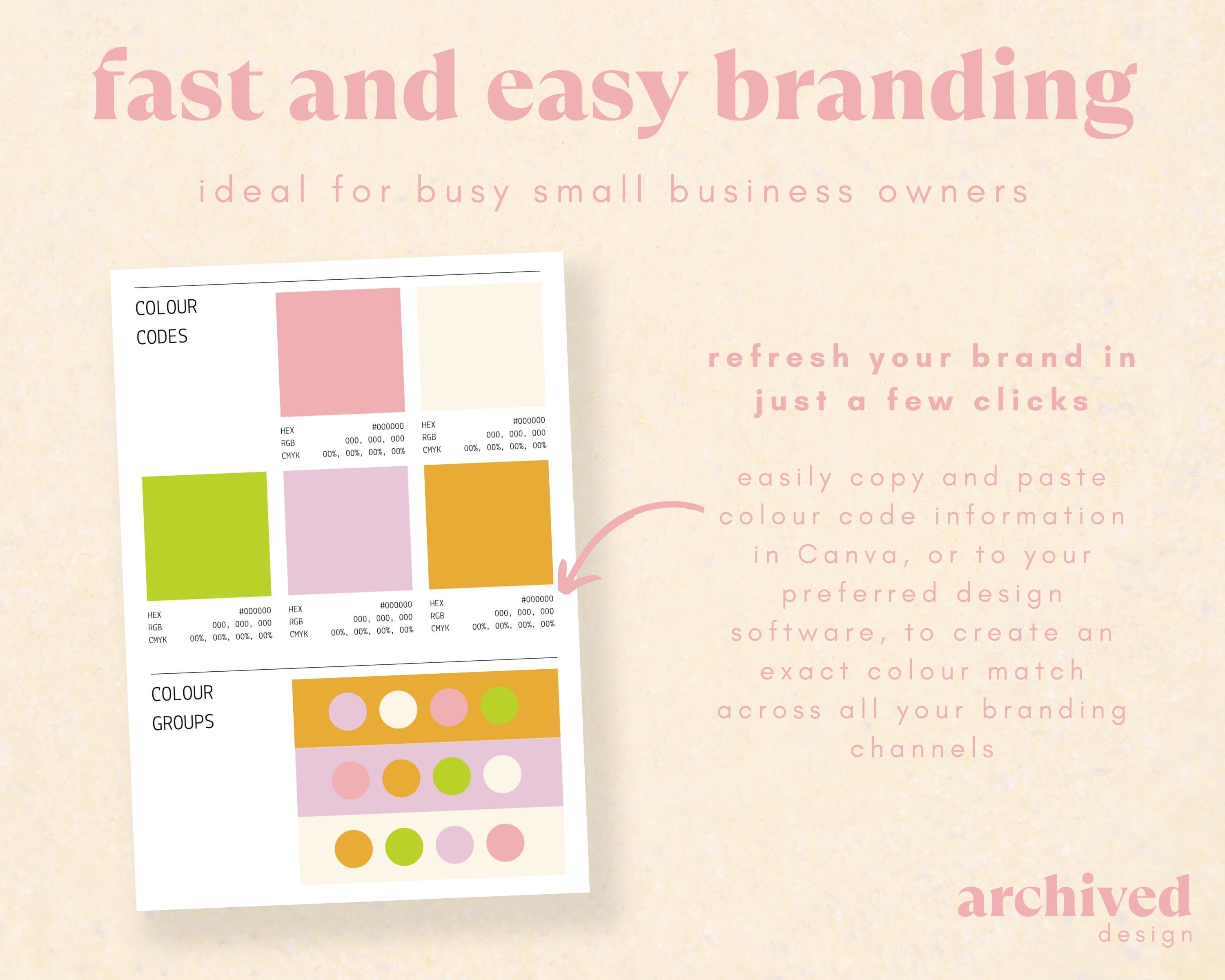 Brand Colour Palette Template - Editable Canva Template - Small ...