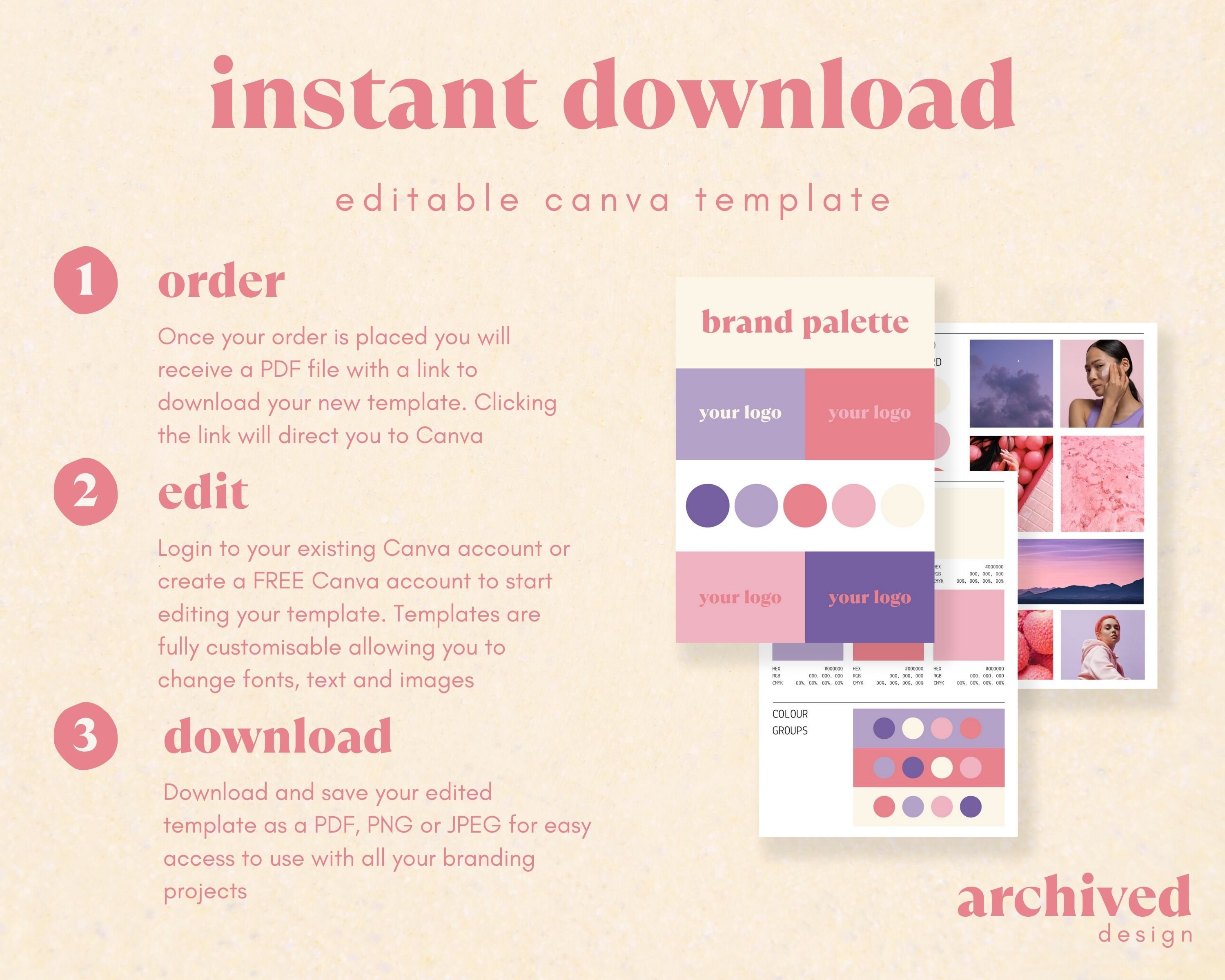 Brand Colour Palette Template - Editable Canva Template - Small ...