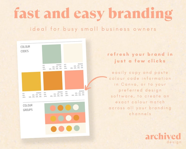 Brand Colour Palette Template - Editable Canva Template - Small ...