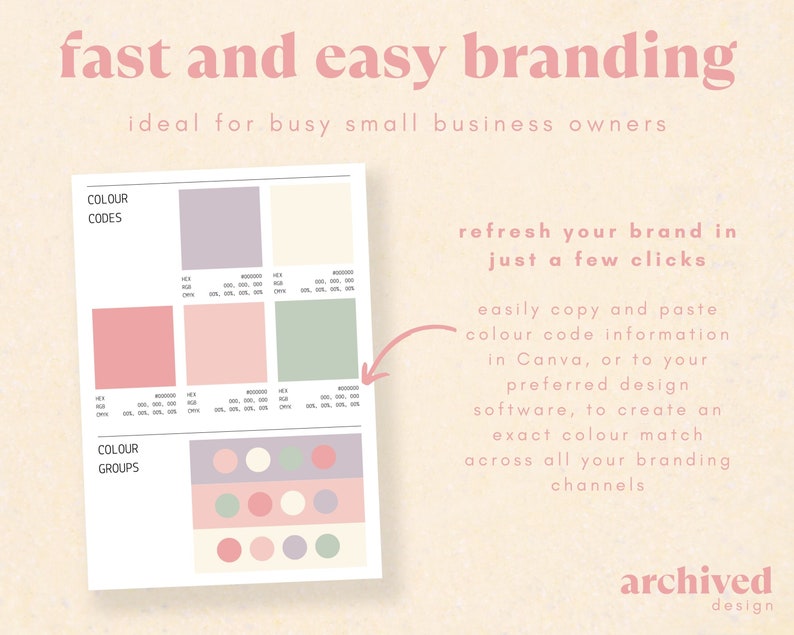 Brand Colour Palette Canva Template Branding Kit Small Business Brand ...